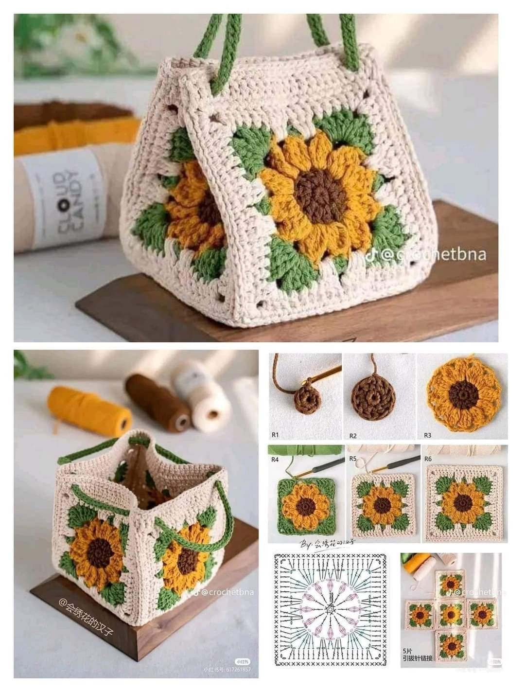 Crochet Sunflower Bag – TUTORIAL